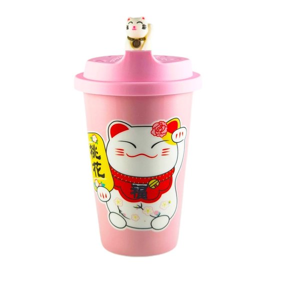 Ebros Gift | Dining | Pink Lucky Cat Maneki Neko Ceramic Tumbler Mug ...